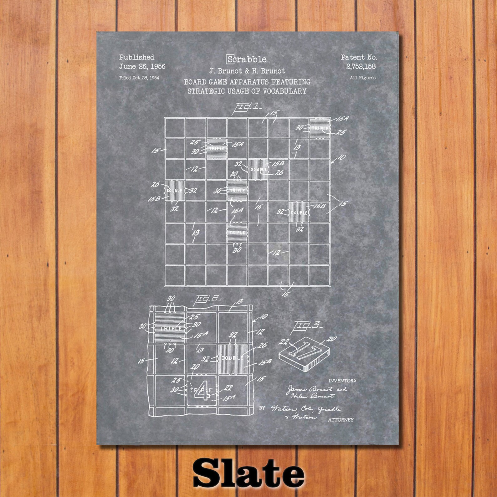 Patent Art Depicting Scrabble Board Game 1956 - Etsy