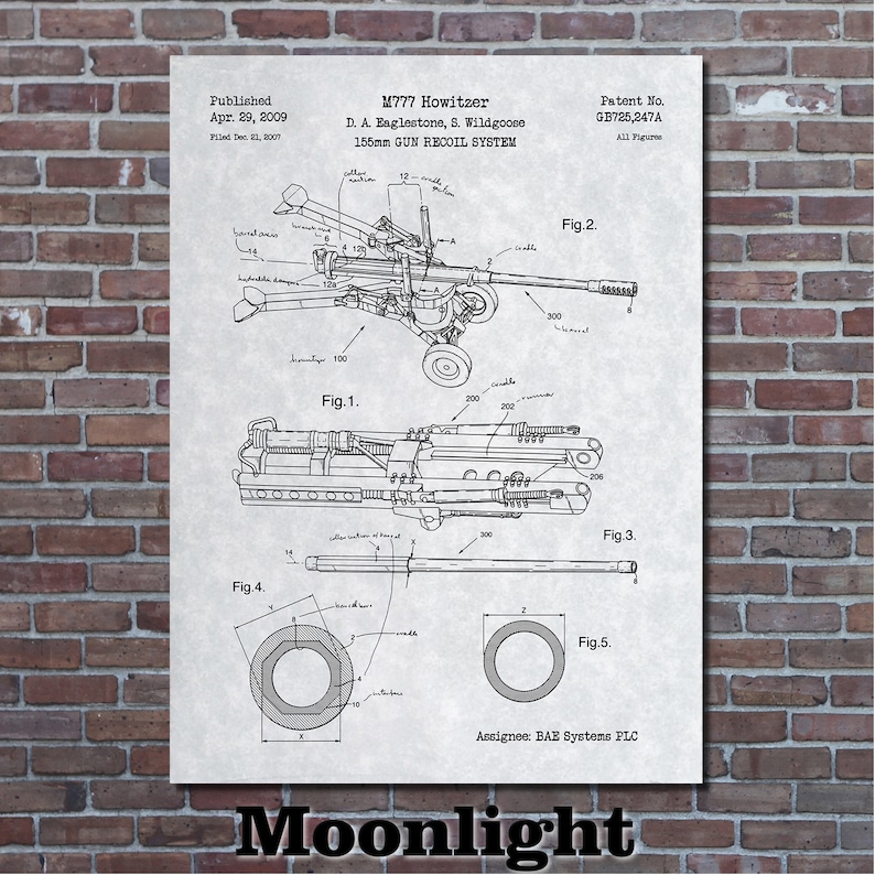 155mm M777 Howitzer Patent Print Art 2009 | Etsy