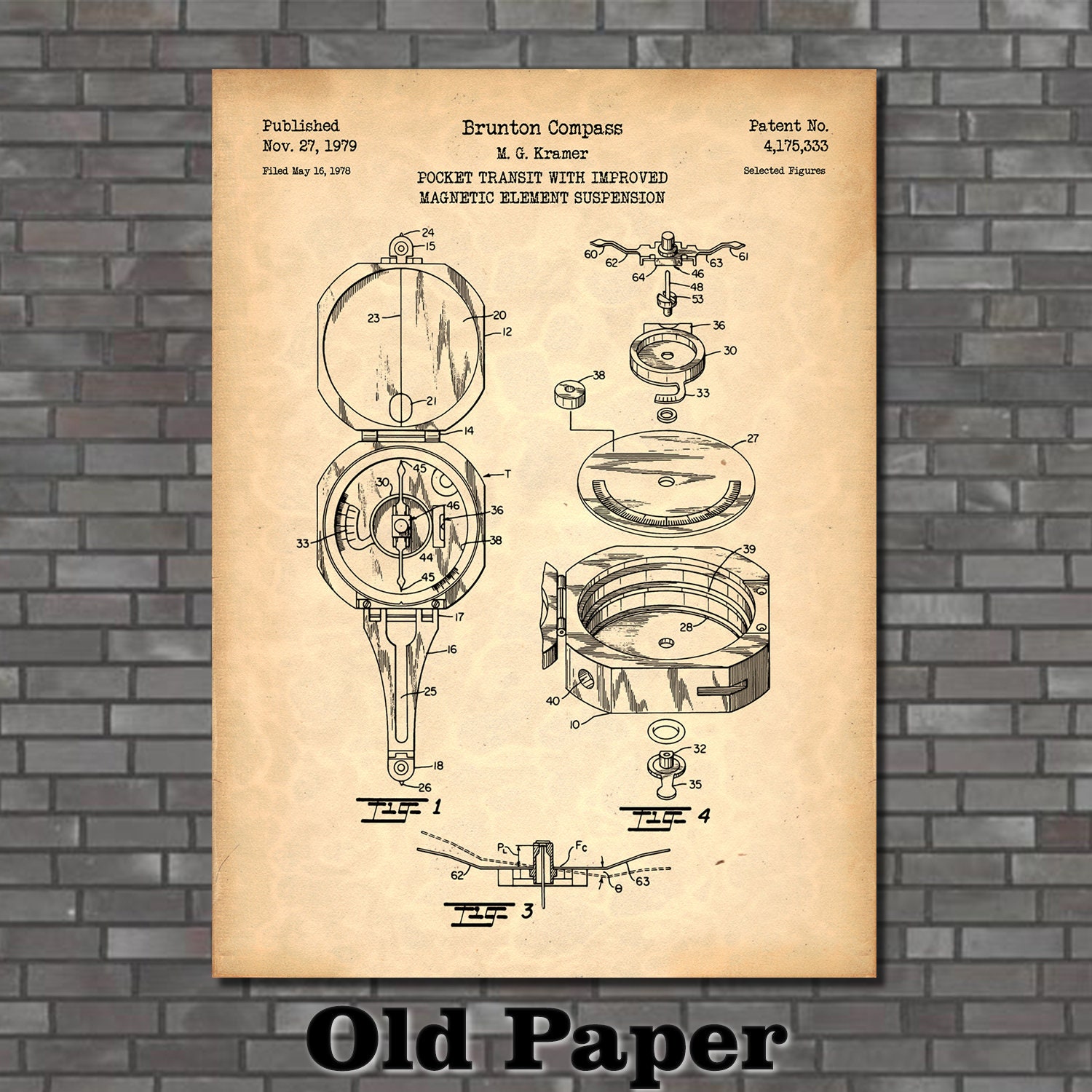 Compass Patent Print Art 1979 | Etsy
