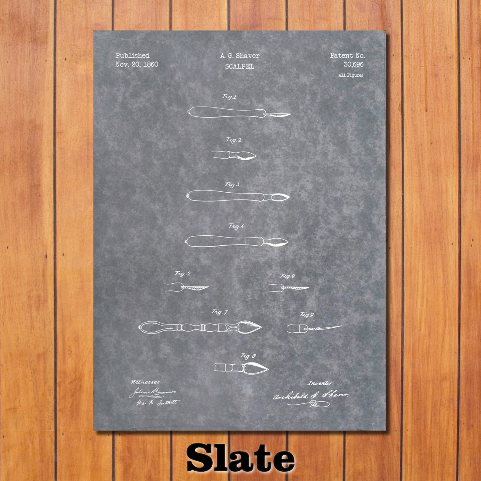 Scalpel Patent Print Art 1860 - Etsy