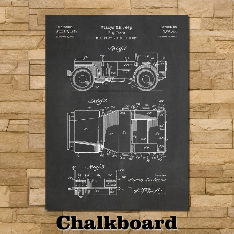 Willys MB Jeep Patent Print Art 1942 - Etsy