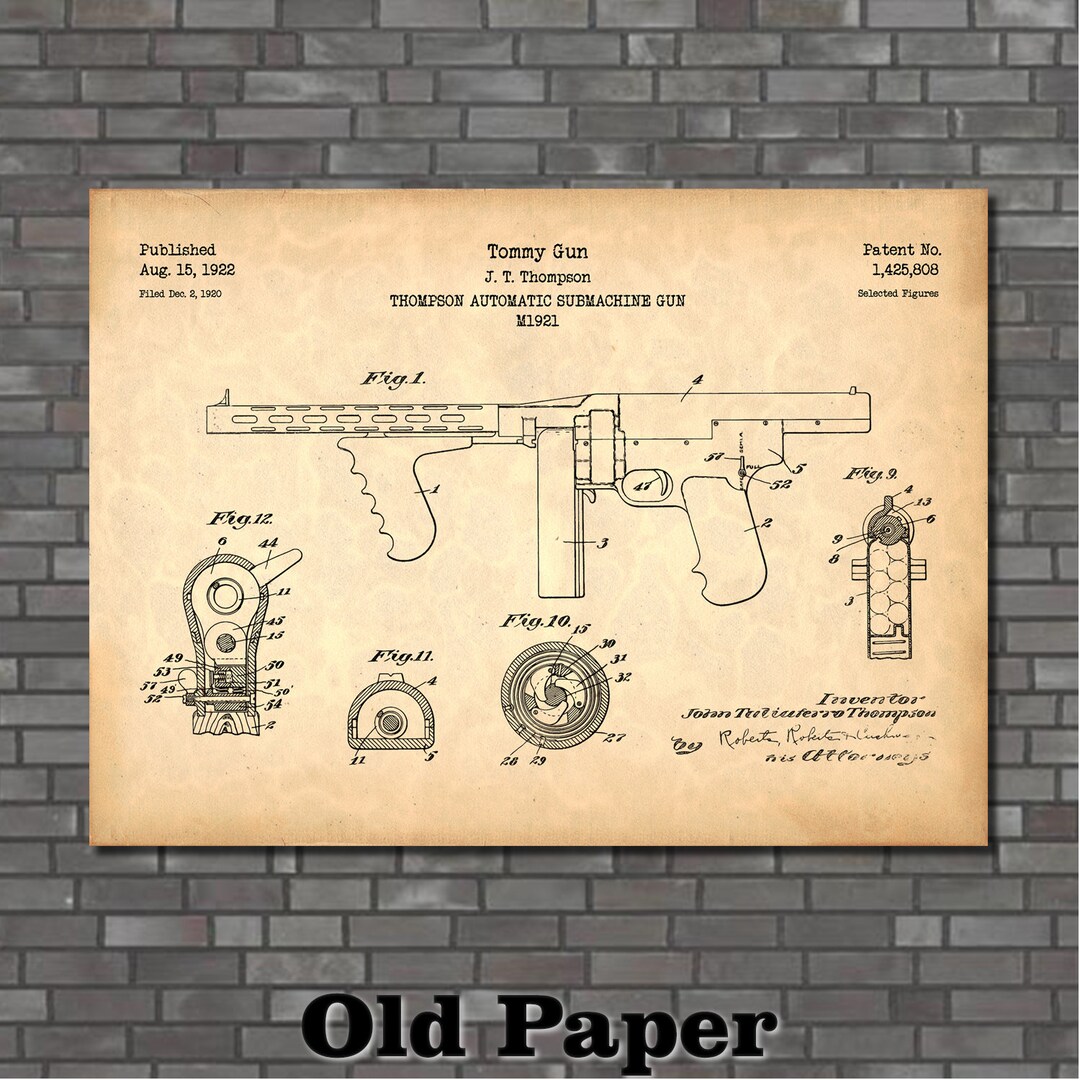 Tommy Gun Patent Print Art 1922 Etsy