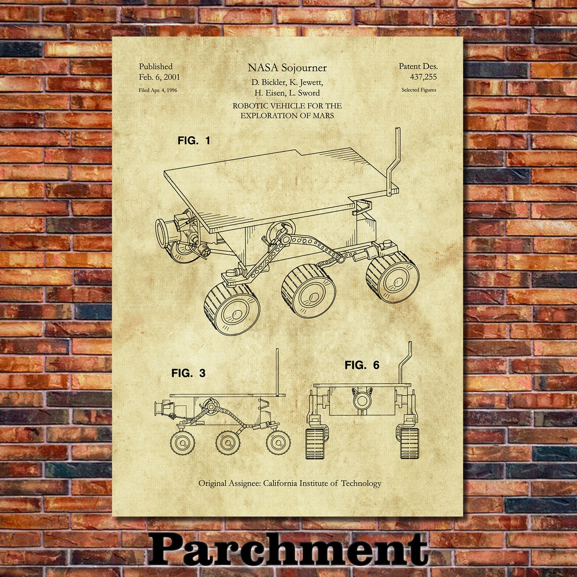 NASA Mars Rover Sojourner Patent Print Art 2001 | Etsy