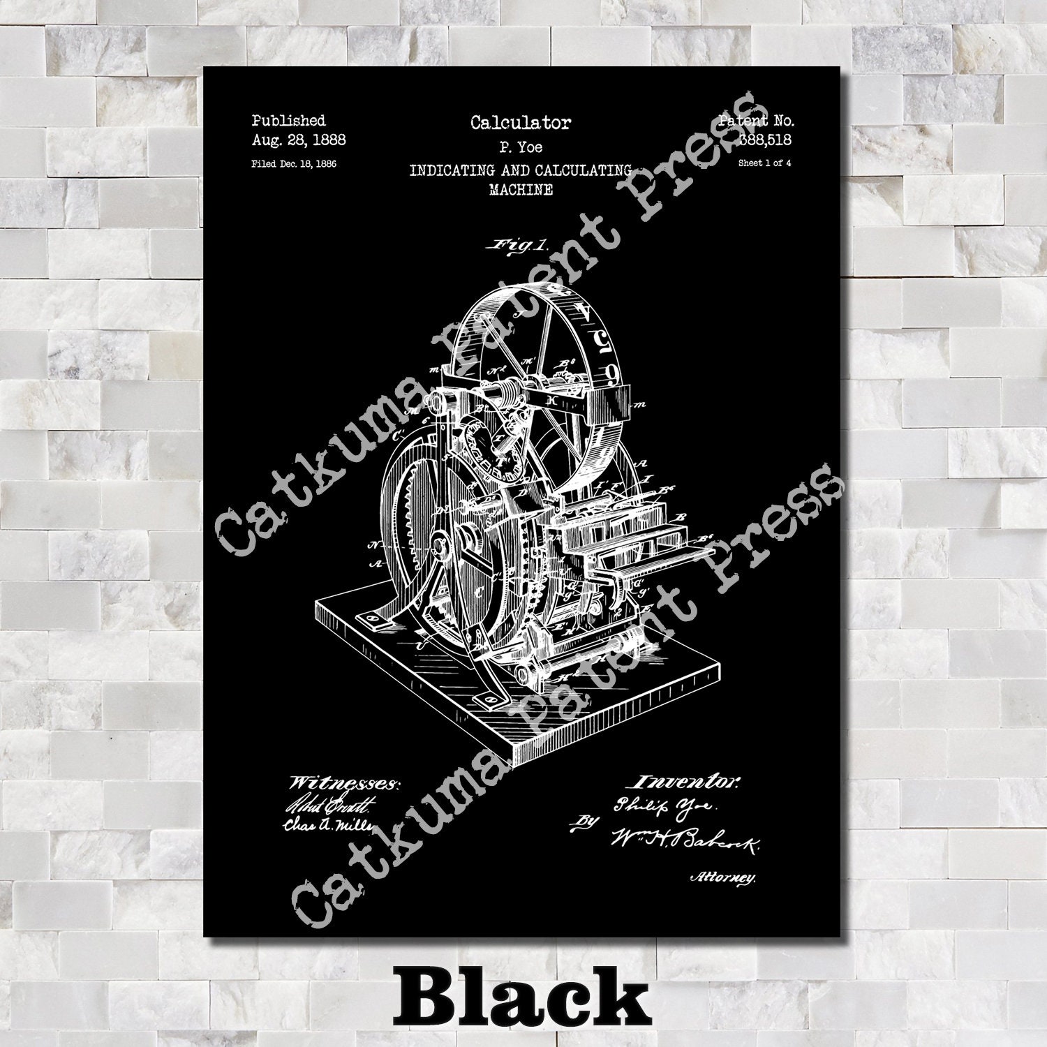 Clockwork Calculator Patent Print Art 1888 - Etsy