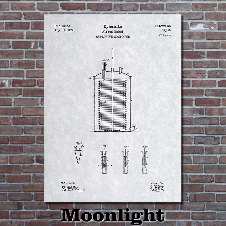 Dynamite Alfred Nobel Patent Print Art 1866 - Etsy