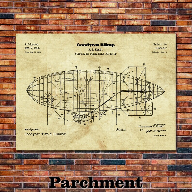 Patent Art Depicting Goodyear Blimp 1926 - Etsy