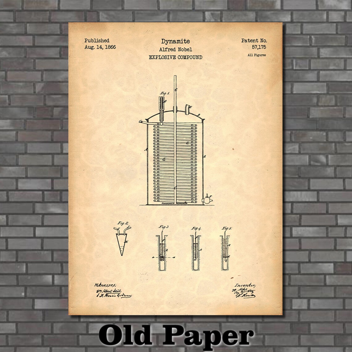 Dynamite Alfred Nobel Patent Print Art 1866 | Etsy