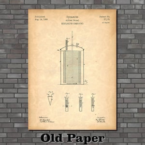 Dynamite Alfred Nobel Patent Print Art 1866 - Etsy