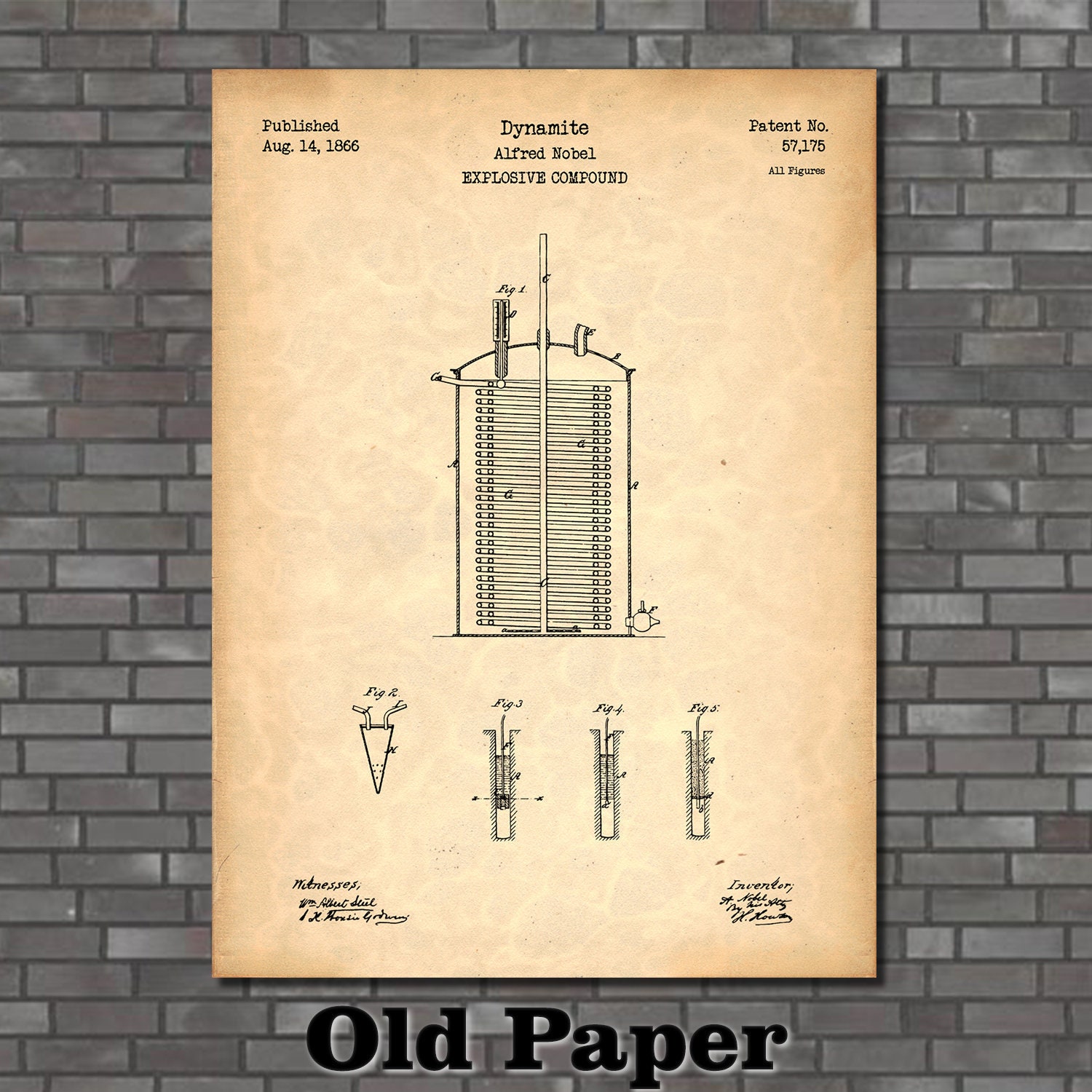 Dynamite Alfred Nobel Patent Print Art 1866 - Etsy Canada