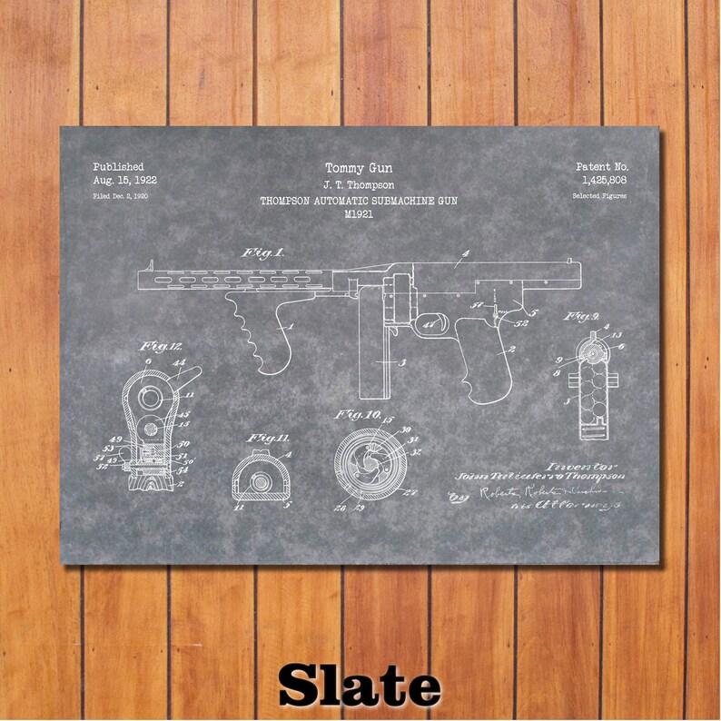 Tommy Gun Patent Print Art 1922 Etsy