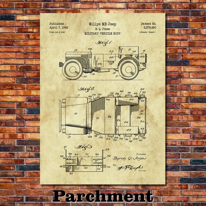 Willys MB Jeep Patent Print Art 1942 - Etsy