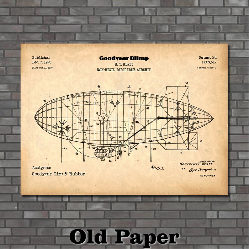 Patent Art Depicting Goodyear Blimp 1926 - Etsy