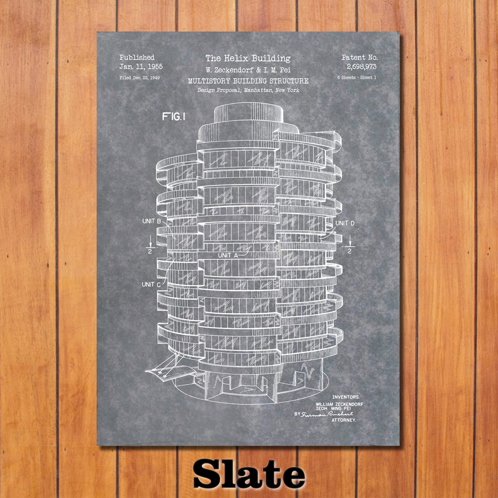 Helix Building High-rise Architecture From IM Pei Patent Print Art 1955 ...