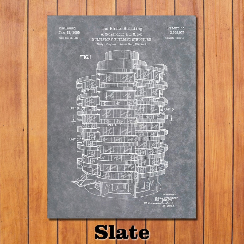 Helix Building High-rise Architecture From IM Pei Patent Print Art 1955 ...
