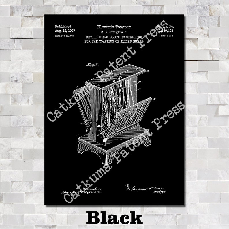 Toaster Patent Print Art 1927 | Etsy