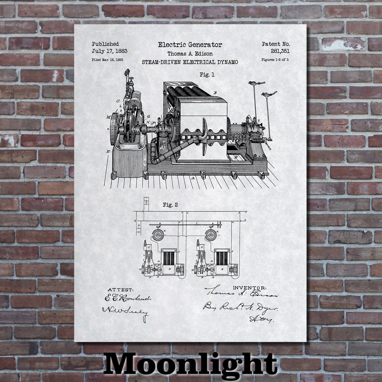 Edison Electrical Generator Patent Print Art 1889 - Etsy