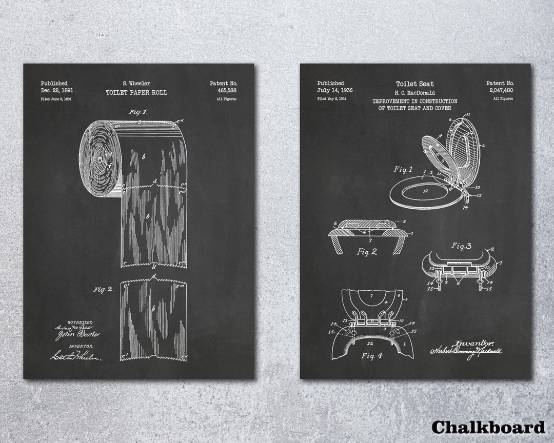 Toilet Patent Print Art Set of 2 - Etsy