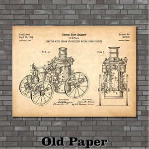 Steam Fire Engine Patent Print Art 1896 - Etsy
