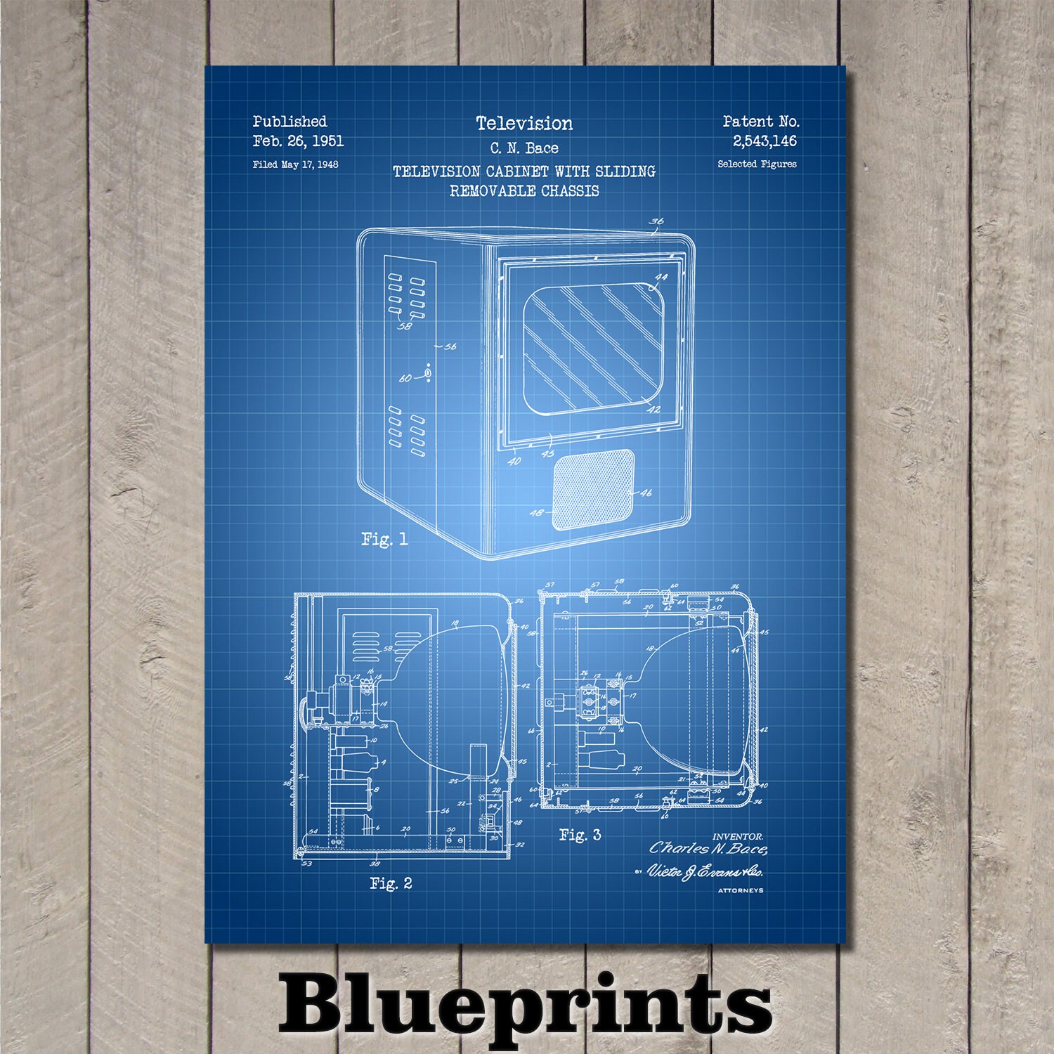 TV Patent Print Art 1951 | Etsy