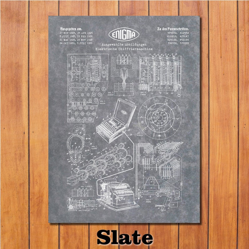 Enigma Cipher Machine Patent Print Art 1933 - Etsy