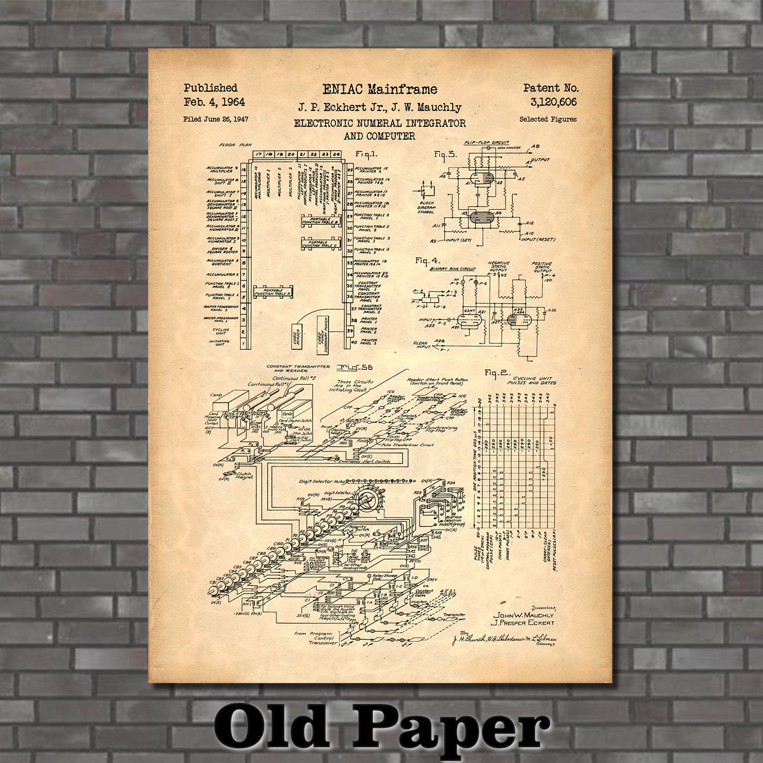 ENIAC First Programmable Computer Patent Print Art 1947 - Etsy