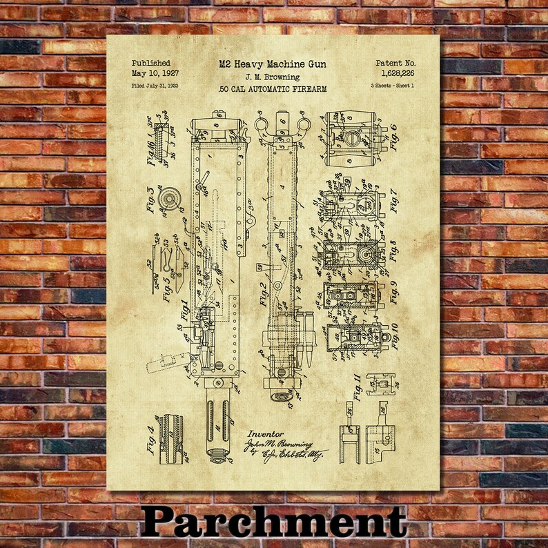 M2 Machine Gun Patent Print Art 1927 - Etsy