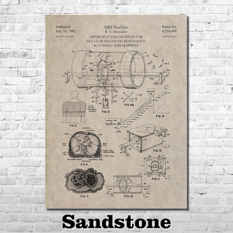 MRI Machine Patent Print Art 1982 magnetic Resonance Imaging | Etsy