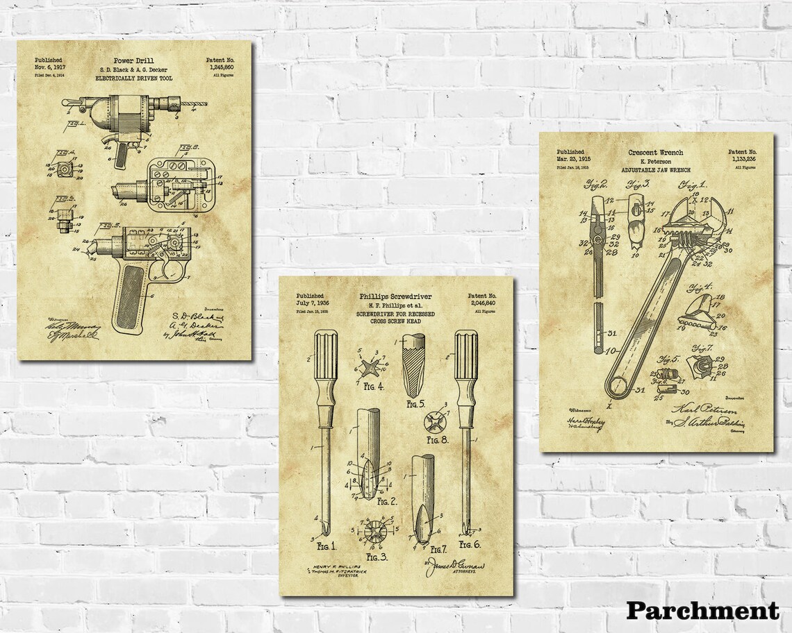 Tools Patent Print Art Set of 3 - Etsy