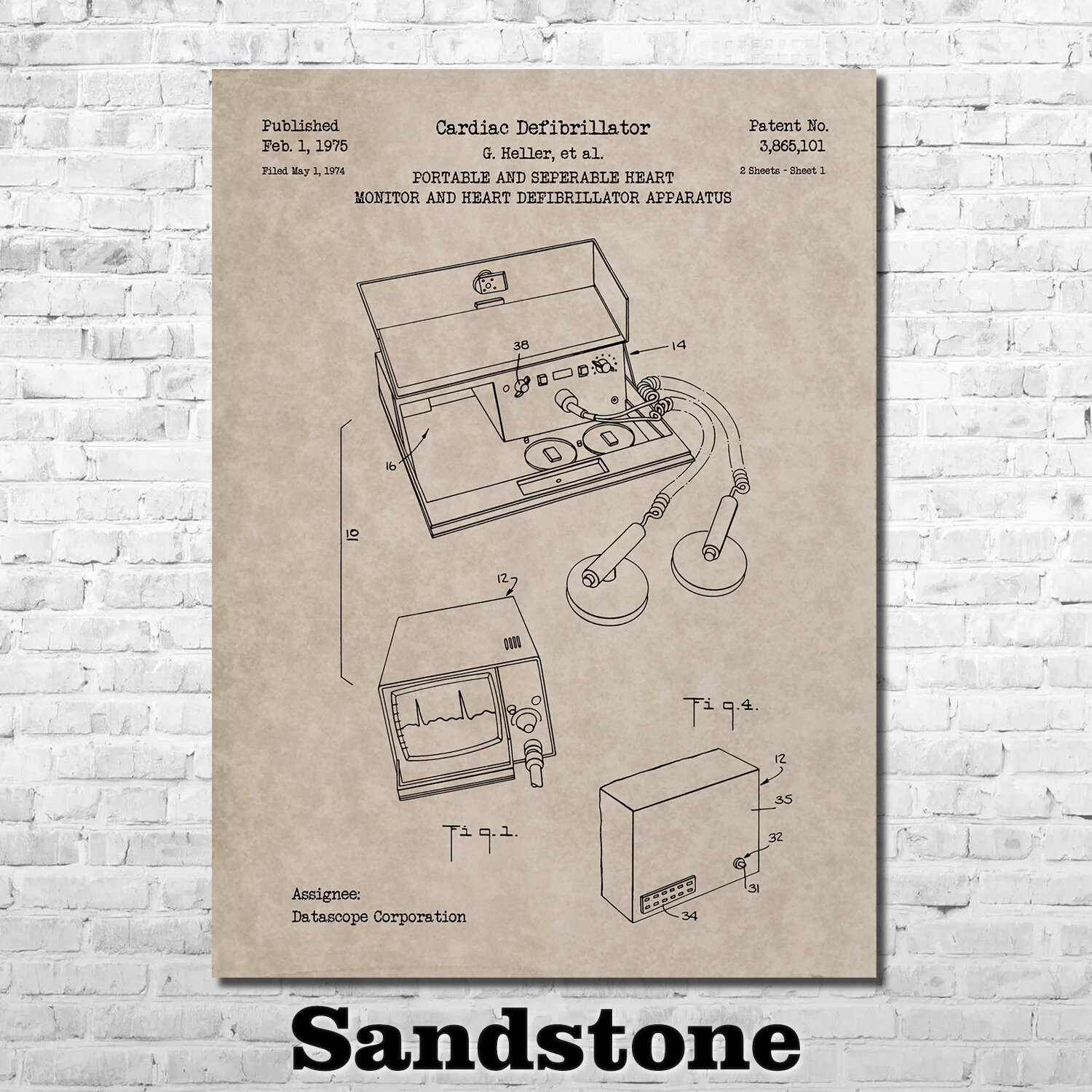 Cardiac Defibrillator Patent Print Art 1975 | Etsy