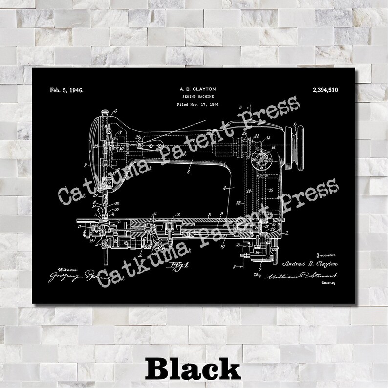 Patent Art Depicting Singer Sewing Machine 1946 - Etsy
