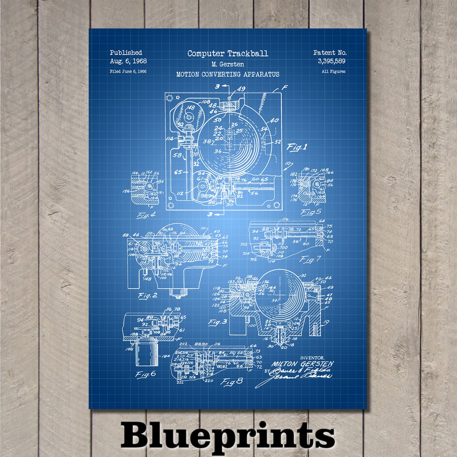 First Computer Trackball Patent Print Art 1968 | Etsy