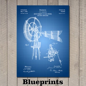 Windmill Patent Print Art 1889 - Etsy