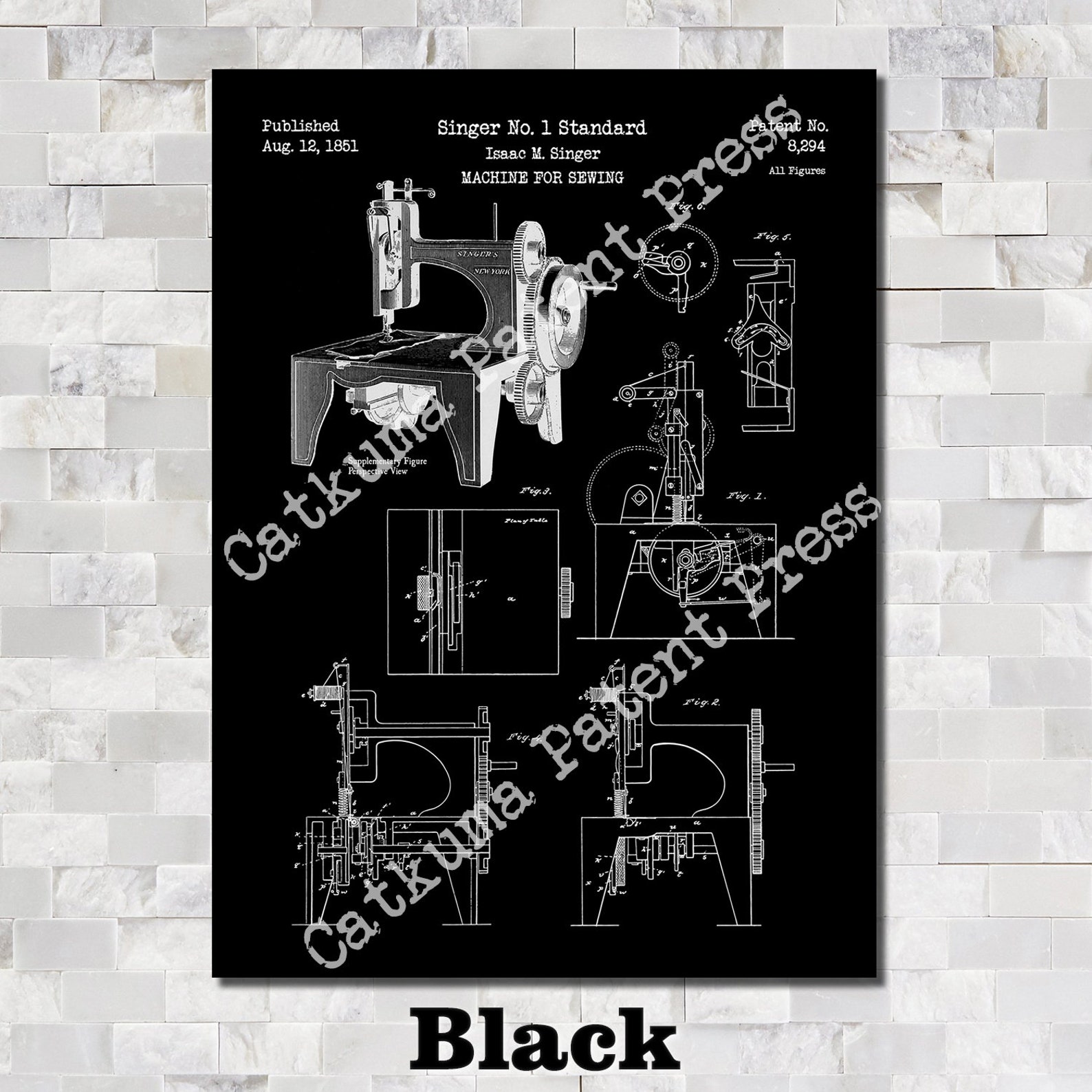 Patent Art for Original Singer Sewing Machine 1851 - Etsy