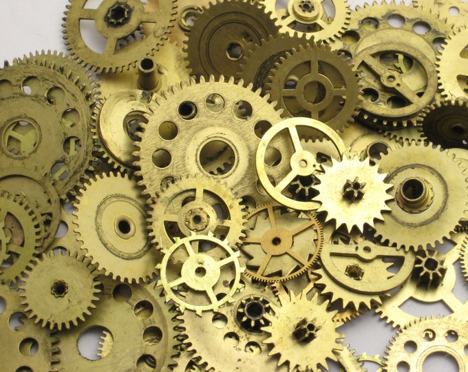 40g Antique Brass GEARS ONLY 0.5-1.6 Inch Medium to Large Clock Watch ...