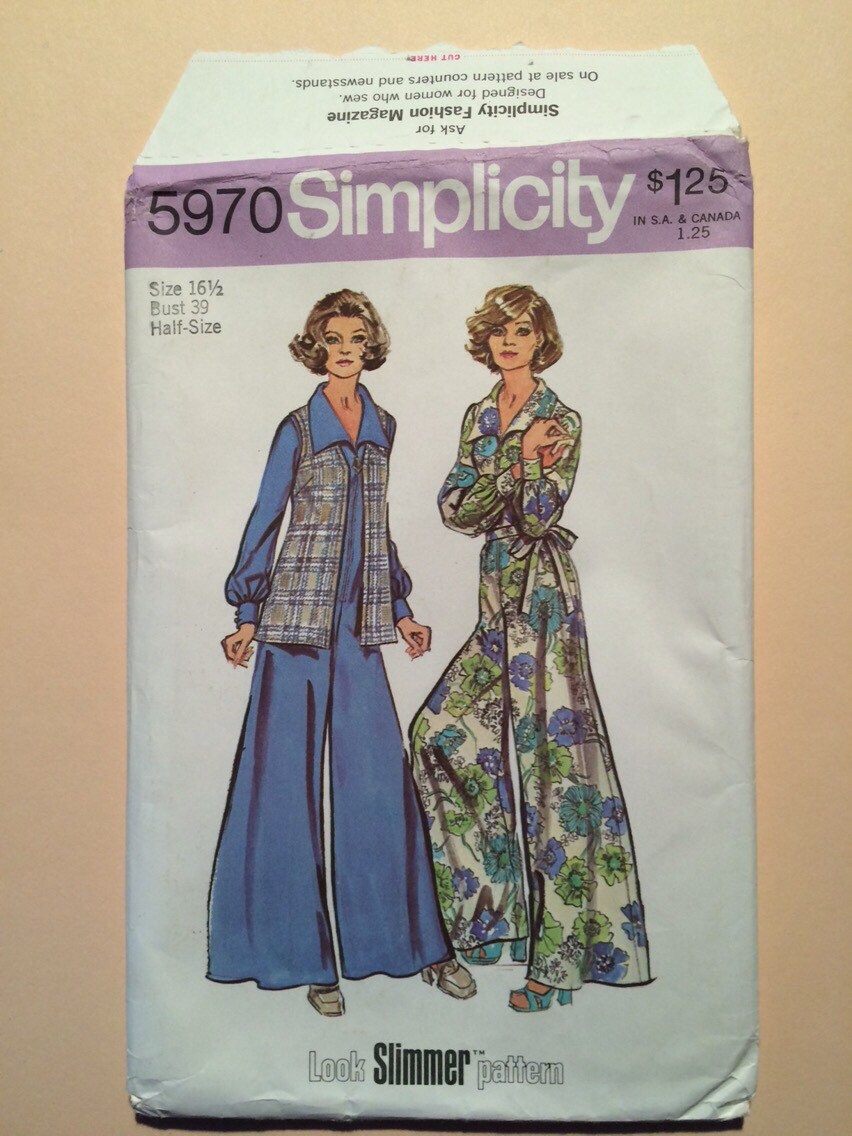 1970s Simplicity 7383 Half Size Fit and Flare Dress with Cape-Like ...