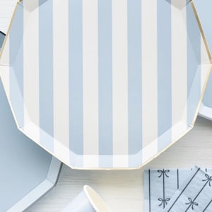 Blue Striped Party Plates - Something Blue Bridal Shower, Boy Baby ...