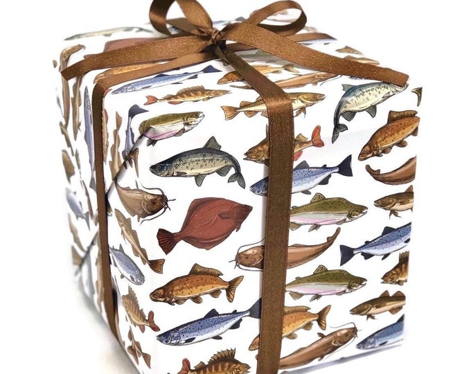 Fish Gift Wrap - Fishing Party, Fishing Birthday, Fish Party Supplies ...