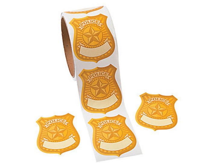 100 Police Badge Stickers - Police Party Favors - Invitation Seals ...