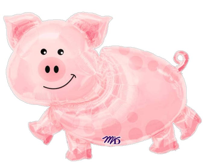35" Pig Balloon - Farm Birthday Party Decorations, Pig Party, Barnyard ...