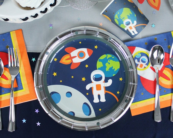 Outer Space Party Plates - Rocket Party Decorations, Astronaut Birthday ...