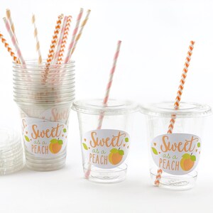 Peach Party Cups - Peach Birthday, Sweet as a Peach, Peach Party Favors ...