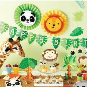 Birthday Banner - Tropical Birthday Decorations, Safari Birthday Party ...