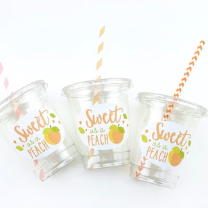 Peach Party Cups - Peach Birthday, Sweet as a Peach, Peach Party Favors ...