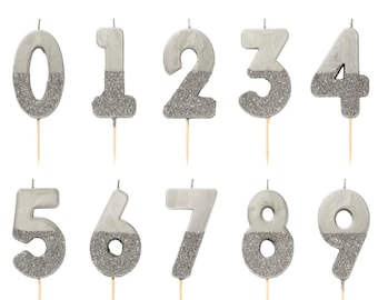 Silver Number Birthday Candles - Etsy