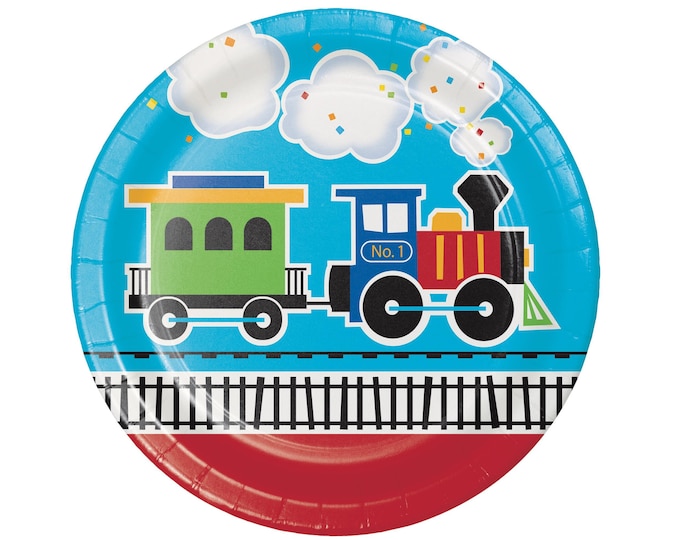 9" Train Plates - Train Party Supplies, Train Party Plates, Train ...