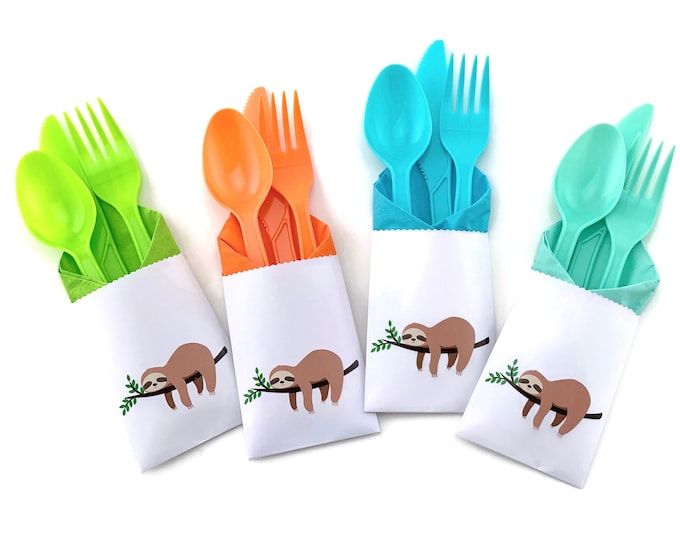 Sloth Party Cutlery Sloth Birthday Sloth Party Decorations - Etsy