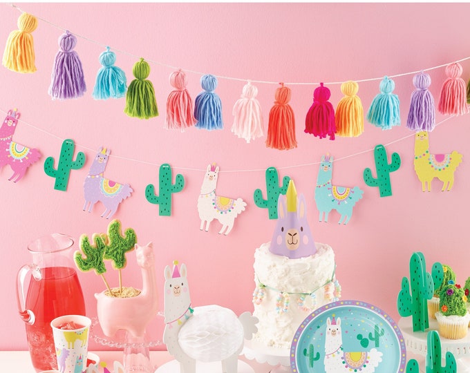 Llama Cactus Banner - Llama Party Decorations, Llama Birthday, Llama ...