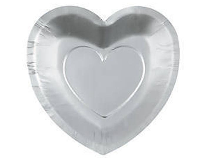Cake Plates - Heart Plates, Silver Wedding Plates, Metallic Silver ...