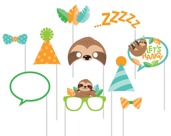 Sloth Photo Props - Sloth Party Games, Photo Booth, Sloth Favors, Party ...