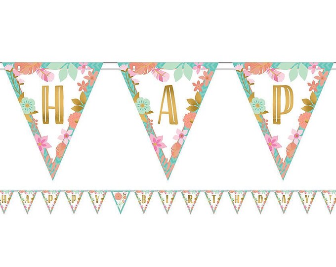 Boho Birthday Banner - Bohemian Birthday, Tribal Birthday Girl, Boho ...